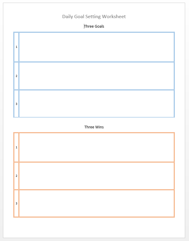 Daily Goal Setting Worksheet With a Positive Twist